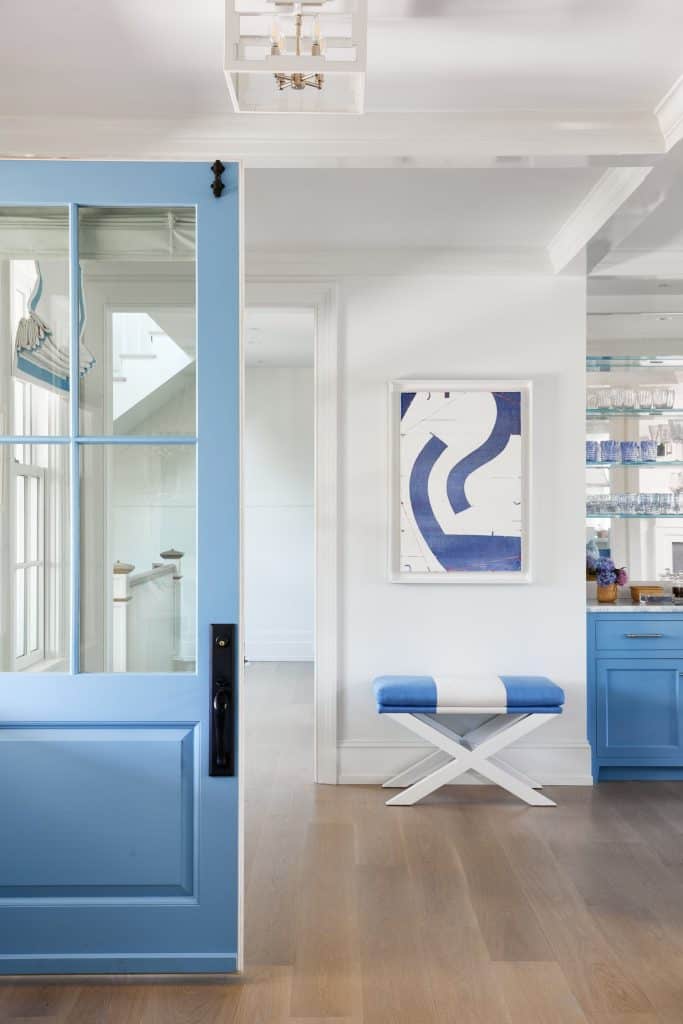 Nantucket home with a timeless and serene blue and white color scheme