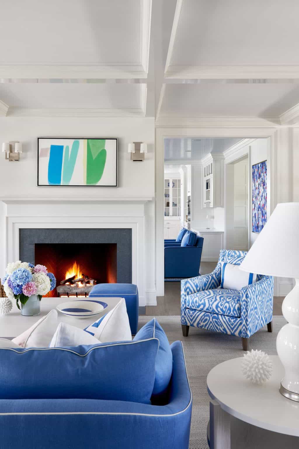 Nantucket home with a timeless and serene blue and white color scheme