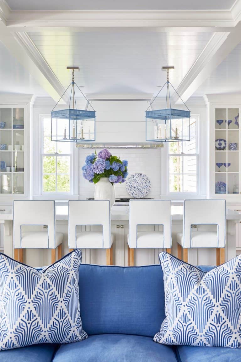 Nantucket home with a timeless and serene blue and white color scheme