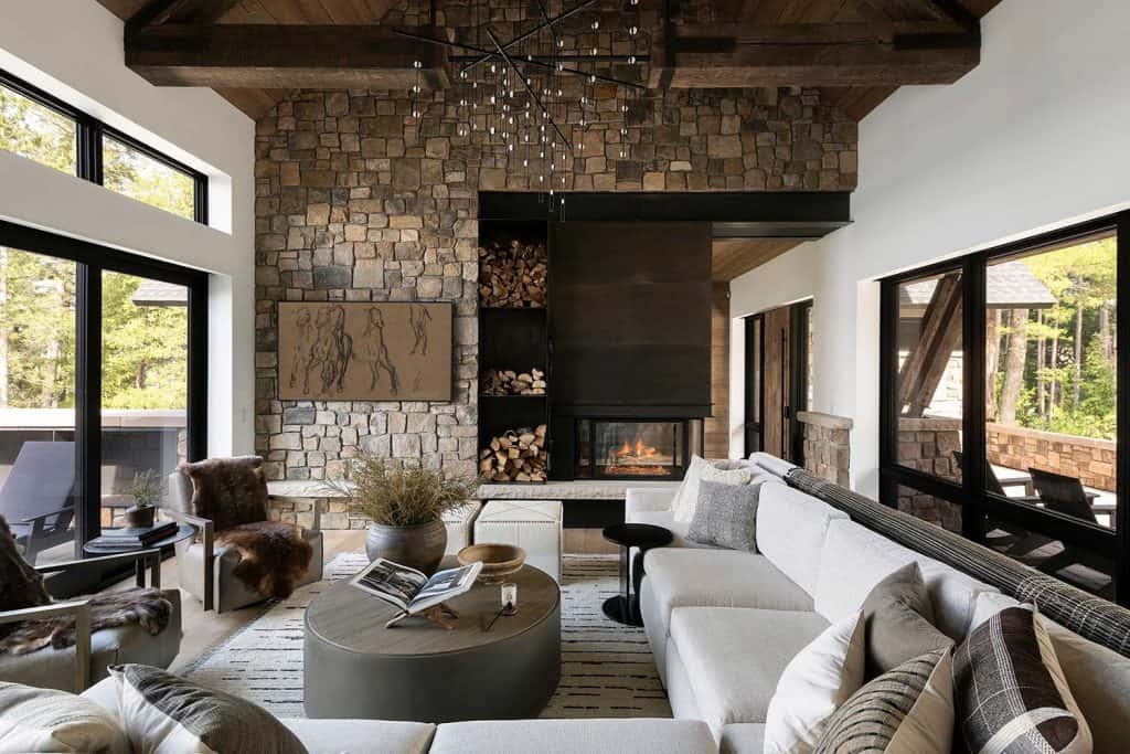 Step into this breathtaking rustic modern lake house in northern Minnesota