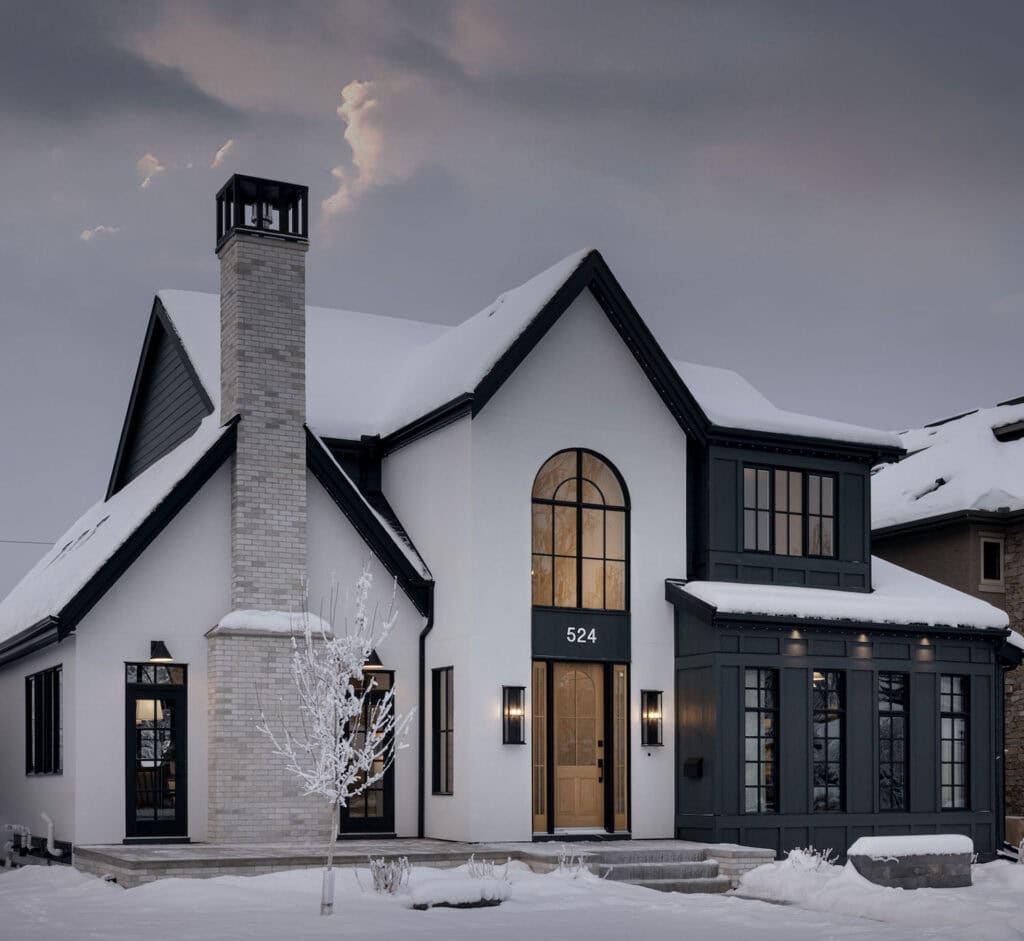 Tour this beautiful Calgary home with a dramatic black and white palette
