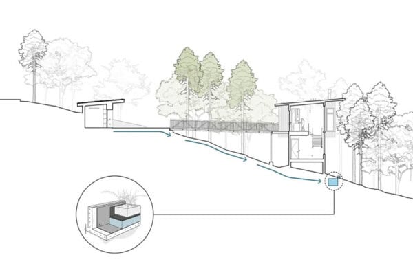 Mountain cabin cantilevers into a peaceful forest in the Appalachian ...