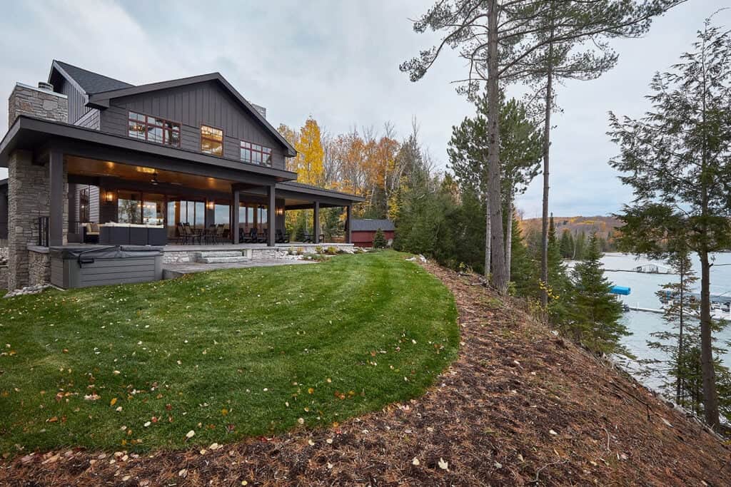 Inside a gorgeous mountain style cottage in Michigan with serene lake views