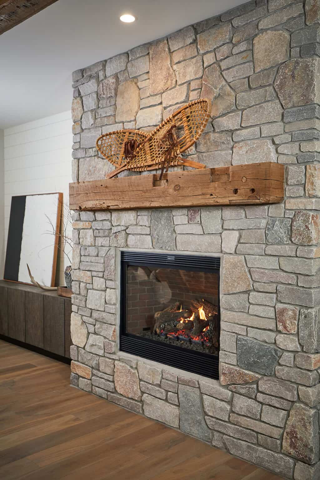 Inside a gorgeous mountain style cottage in Michigan with serene lake views