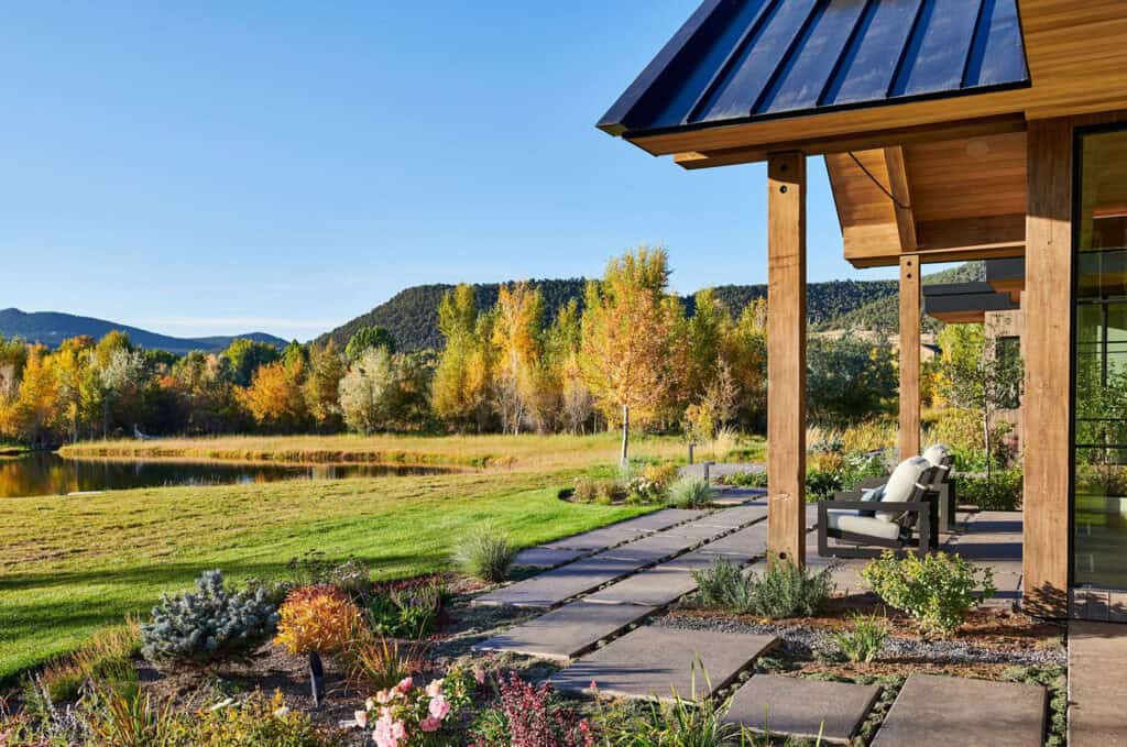 This serene riverfront house beautifully harmonizes with nature in Colorado