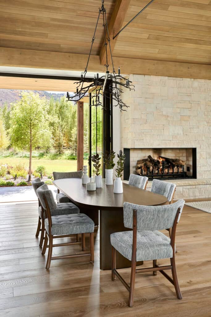 This serene riverfront house beautifully harmonizes with nature in Colorado