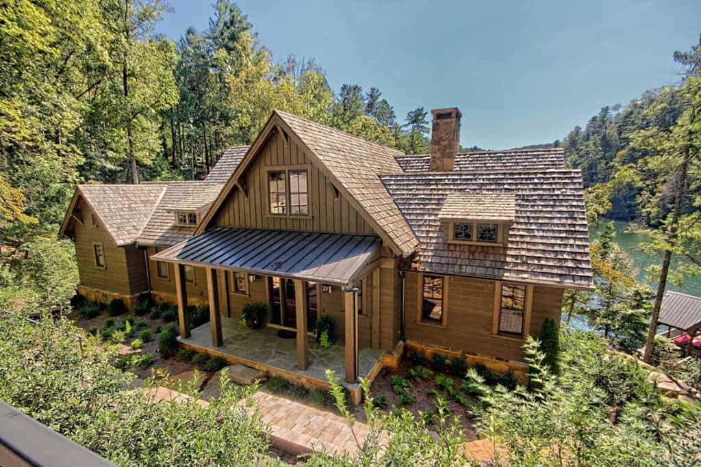 See this farmhouse inspired lakefront home in the North Georgia Mountains