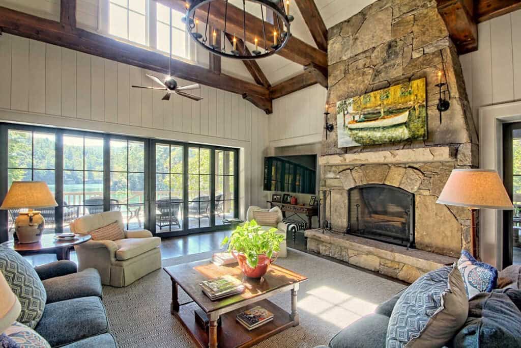 See this farmhouse inspired lakefront home in the North Georgia Mountains