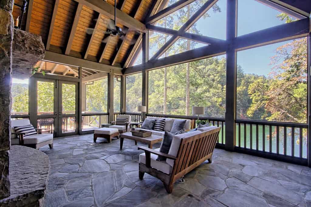 See this farmhouse inspired lakefront home in the North Georgia Mountains
