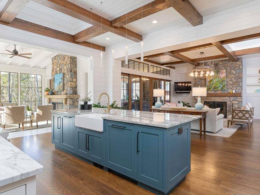 A contemporary farmhouse inspired home in the scenic Blue Ridge Mountains