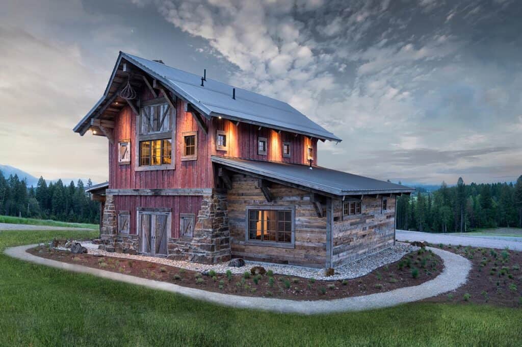 Step into a rustic Montana barn house with a stunning modern twist