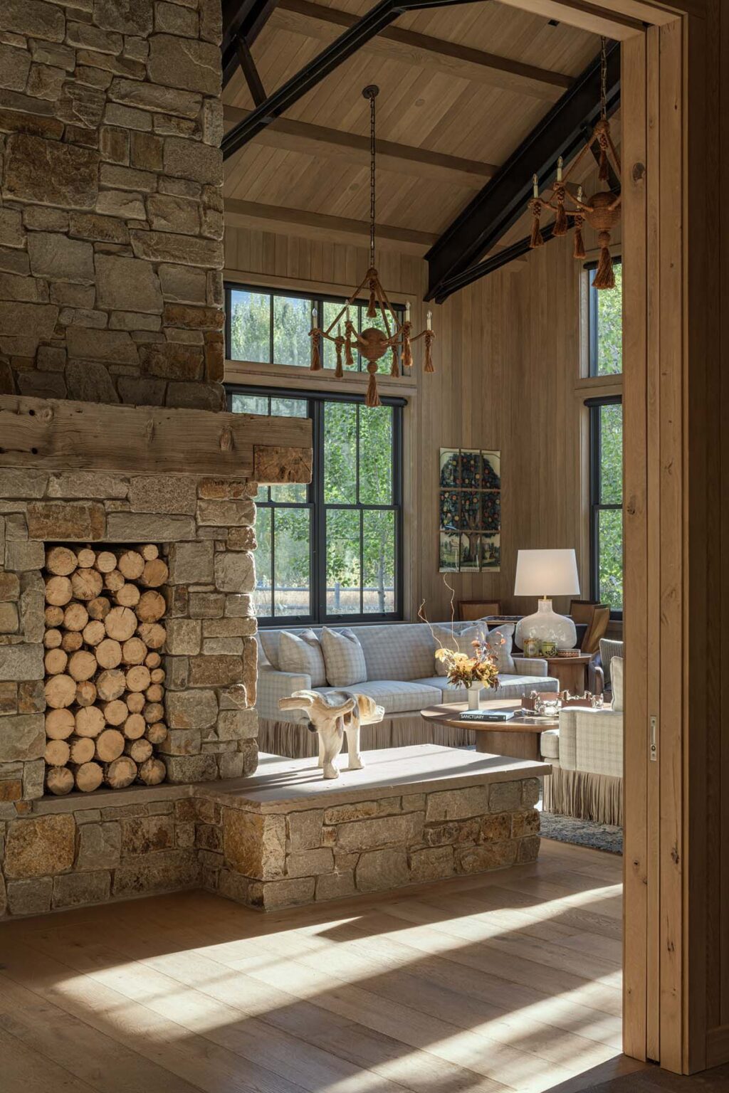 Ranch house surrounded by the majestic beauty of the Sawtooth Mountains