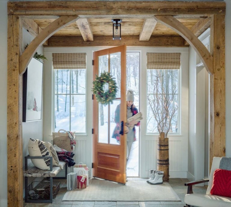 Tour this warm and cozy barn house in the snowy mountains of Vermont