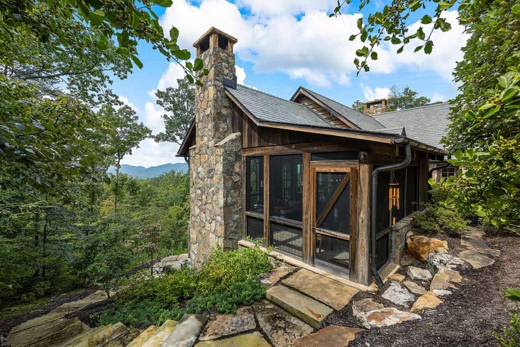 See this rustic modern stone house cradled in the Great Smoky Mountains