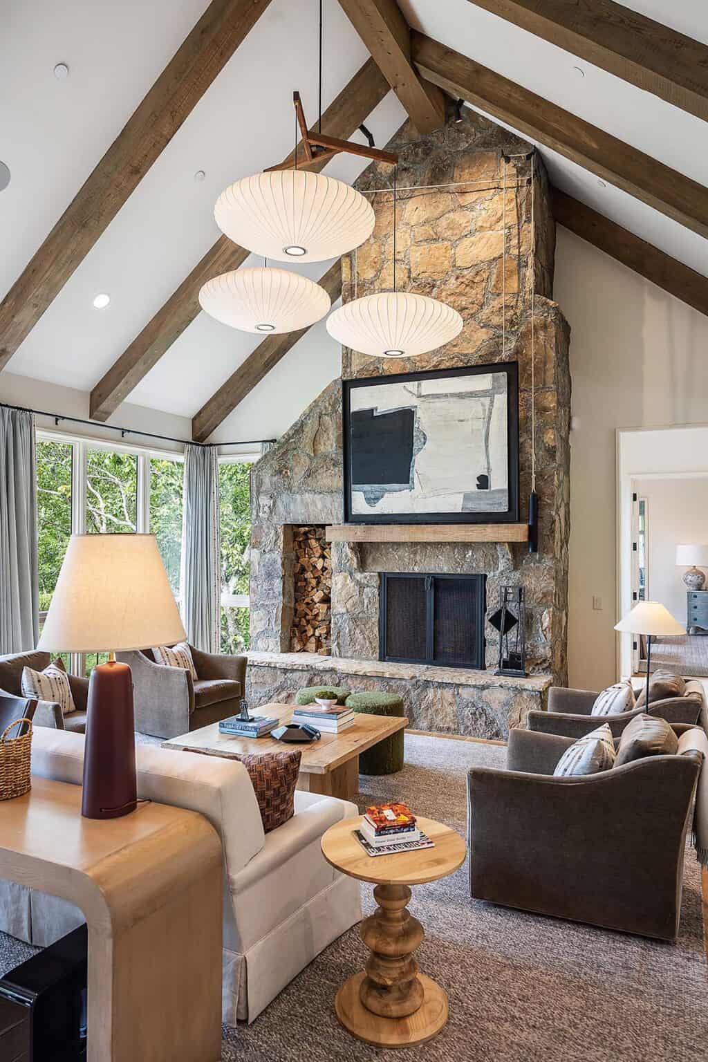 See this rustic modern stone house cradled in the Great Smoky Mountains