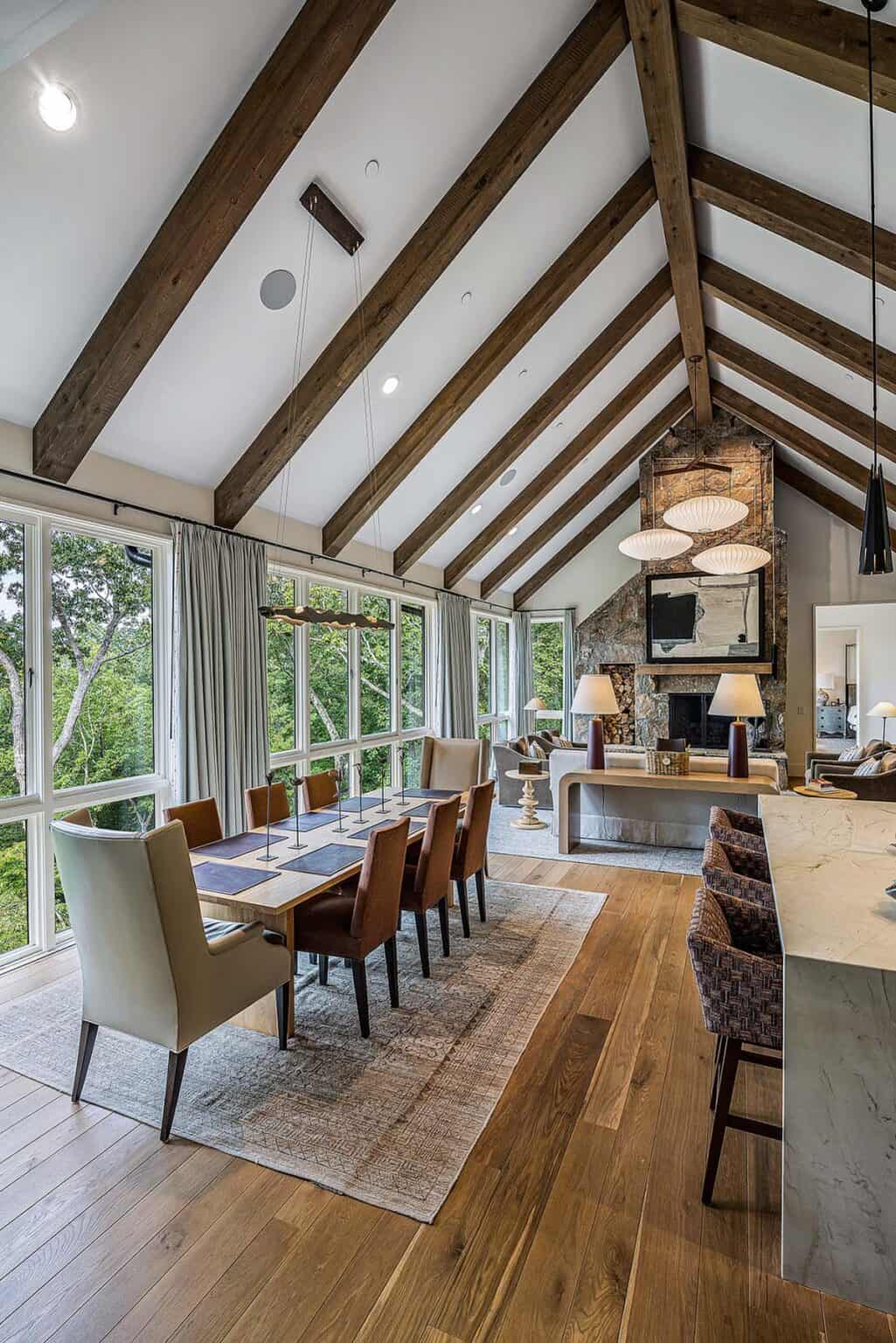 See this rustic modern stone house cradled in the Great Smoky Mountains