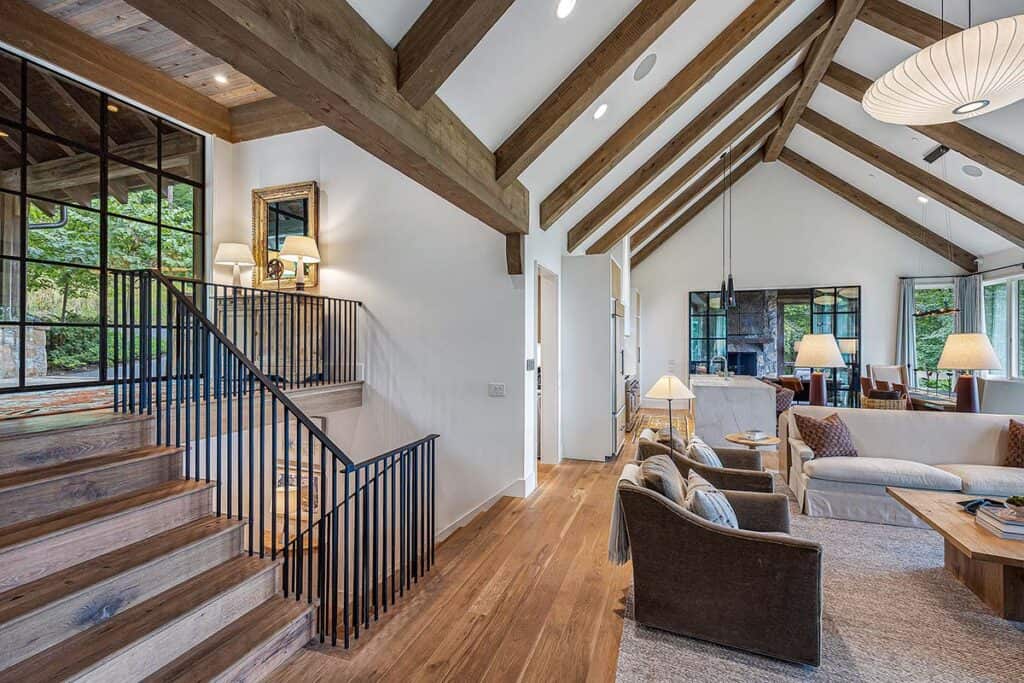See this rustic modern stone house cradled in the Great Smoky Mountains